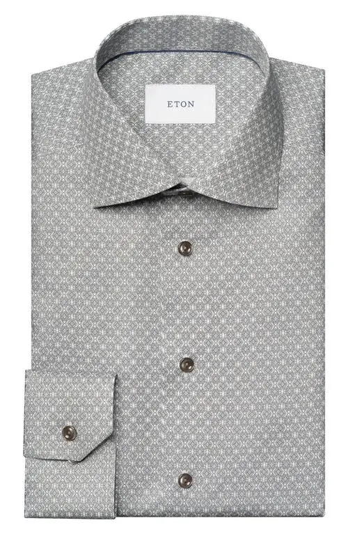 Eton Contemporary Fit Print Dress Shirt - Medium Blue