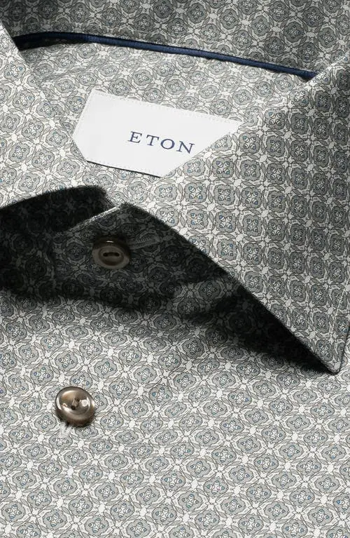 Eton Contemporary Fit Print Dress Shirt - Medium Blue