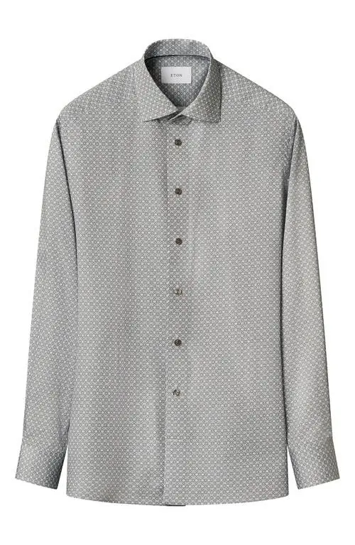Eton Contemporary Fit Print Dress Shirt - Medium Blue