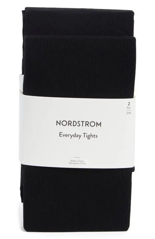 Nordstrom Assorted 2-pack Sheer Rib & Opaque Tights - Black