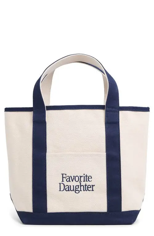 FAVORITE DAUGHTER Small Logo Embroidered Canvas Tote - Natural