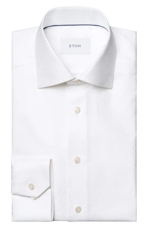 Eton Slim Fit Diagonal Weave Dress Shirt - White
