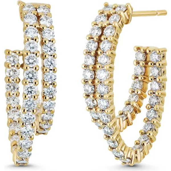 Bony Levy 18k Gold Audrey Diamond Double Hoop Earrings - Yellow