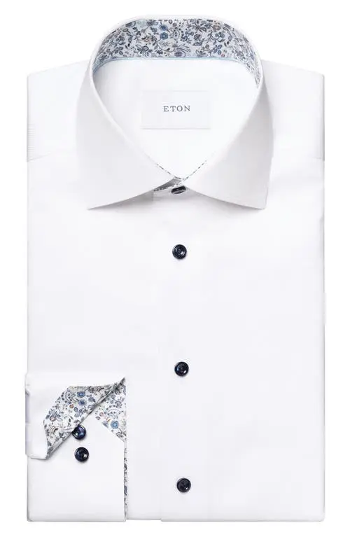 Eton Contemporary Fit Twill Dress Shirt - White