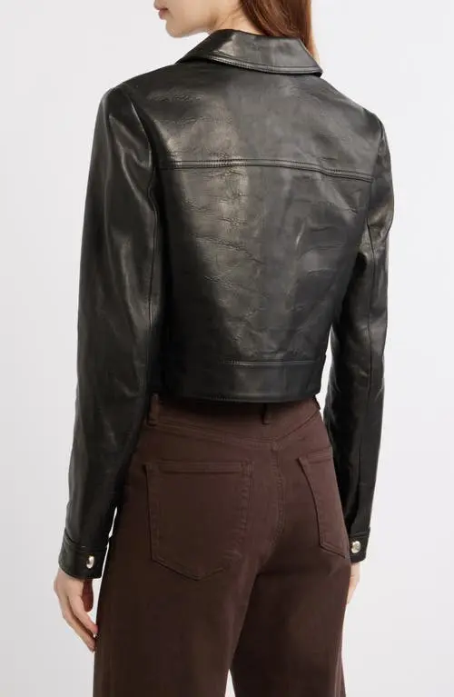 FRAME The Crop Leather Jacket