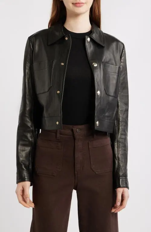 FRAME The Crop Leather Jacket