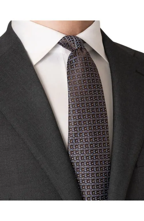 Eton Pine Paisley Silk Jacquard Tie - Medium Brown