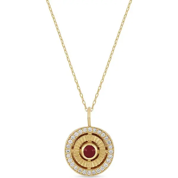Bony Levy 18k El Mar Gemstone & Diamond Circle Pendant Necklace - 18k Yg/diamond/ruby