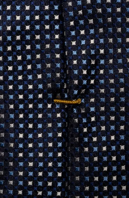 Eton Geometric Silk Jacquard Tie - Navy