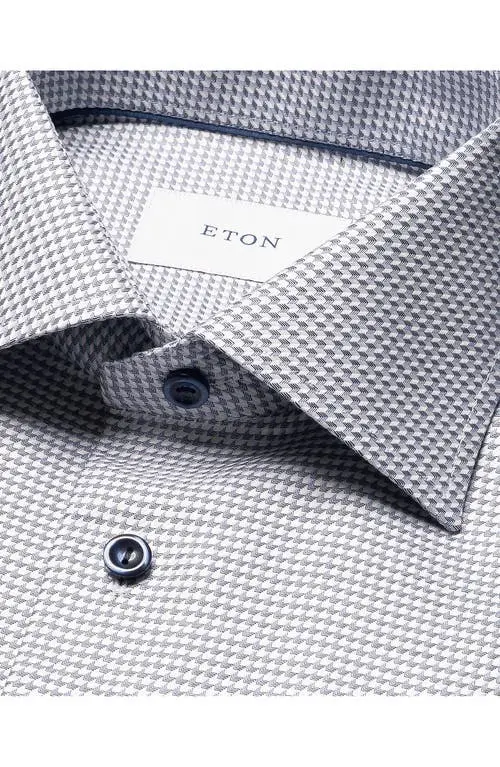 Eton Contemporary Fit Houndstooth Dress Shirt - Navy
