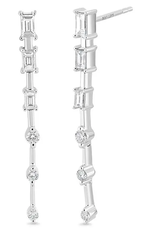Bony Levy 18k Gold Gatsby Diamond Linear Drop Earrings - White