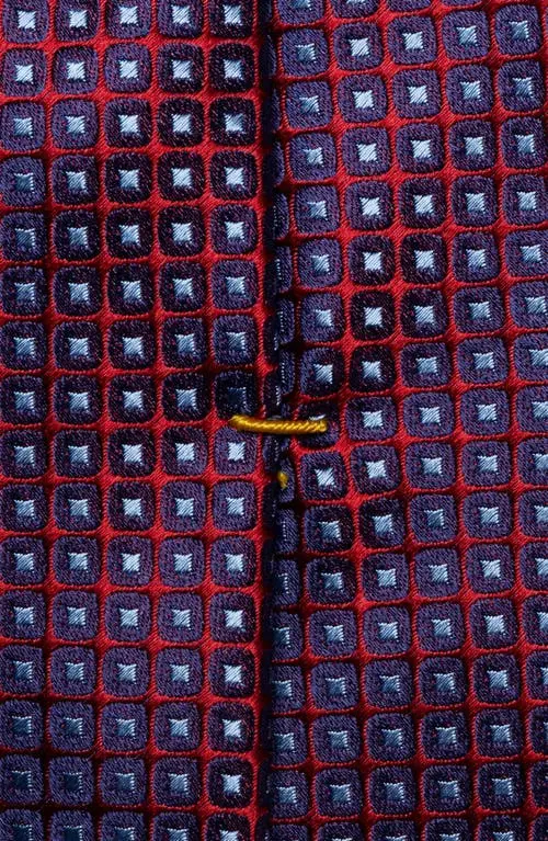 Eton Diamond Silk Jacquard Tie - Medium Red