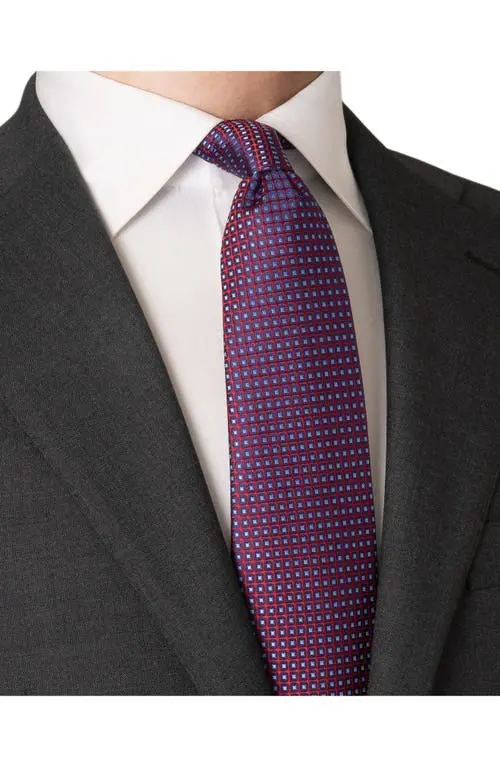 Eton Diamond Silk Jacquard Tie - Medium Red