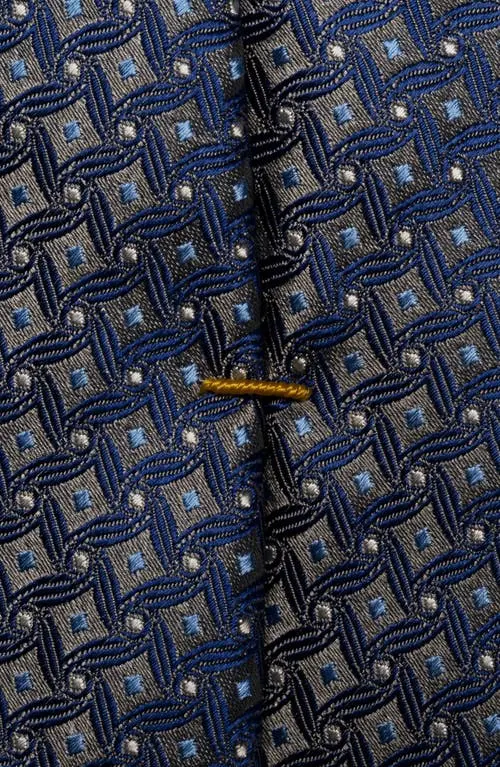 Eton Medallion Silk Jacquard Neck Tie - Light Grey