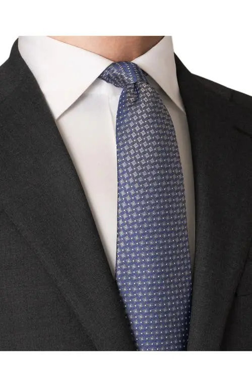 Eton Medallion Silk Jacquard Neck Tie - Light Grey