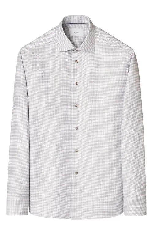 Eton Slim Fit Houndstooth Dress Shirt - White/medium Brown
