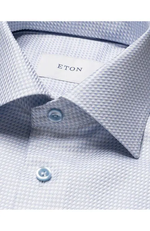 Eton Contemporary Fit Houndstooth Dress Shirt - Light Blue