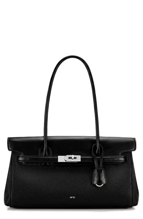 Jw Pei Yara Faux Leather Shoulder Bag - Black Lychee Pattern