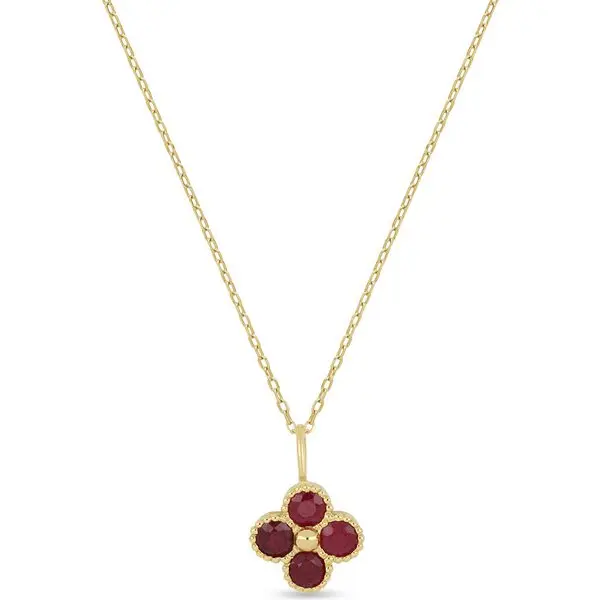 Bony Levy 18k Gold El Mar Gemstone Clover Pendant Necklace - 18k Yellow Gold/ruby