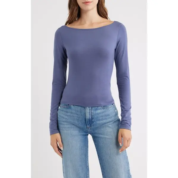 REFORMATION Wiley Long Sleeve Knit Top - Blue Iris