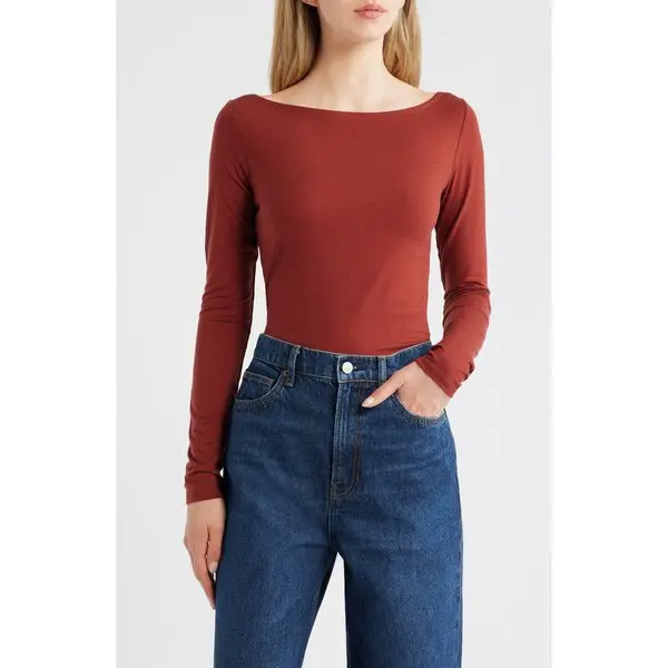 REFORMATION Wiley Long Sleeve Knit Top - Fig Jam