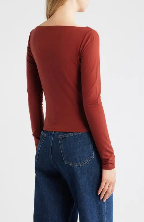 REFORMATION Wiley Long Sleeve Knit Top - Fig Jam