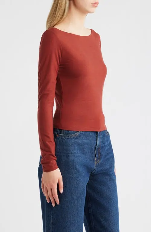 REFORMATION Wiley Long Sleeve Knit Top - Fig Jam