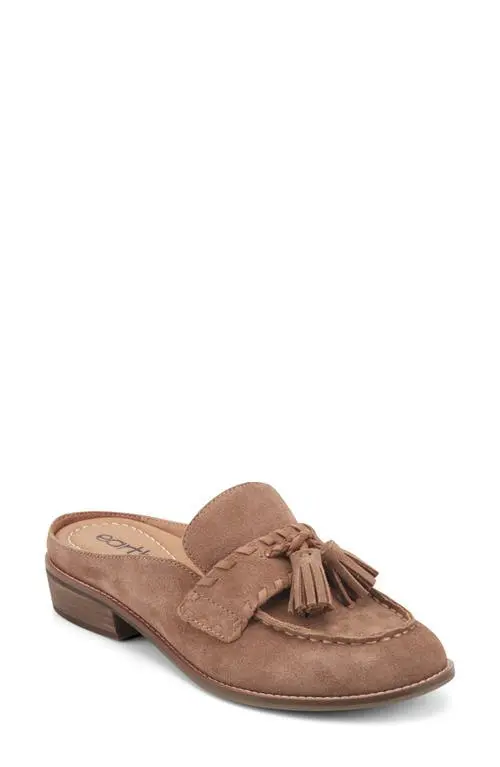 Earth Elison Loafer Mule - Tan Suede