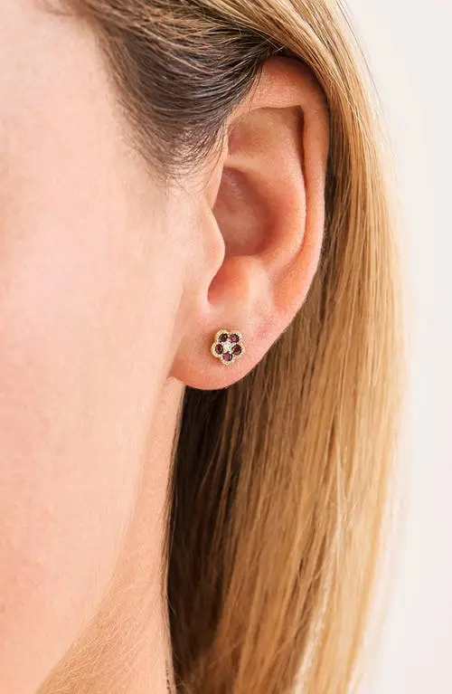 Bony Levy El Mar Diamond & Gemstone Flower Stud Earrings - 18k Yellow Gold/ruby