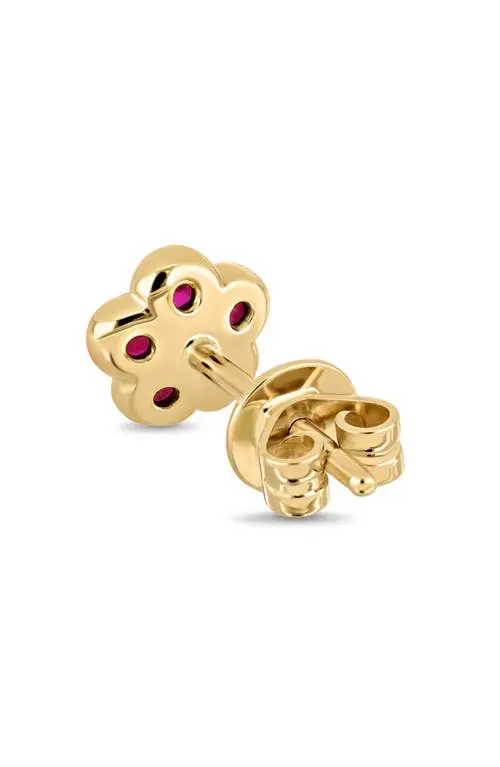 Bony Levy El Mar Diamond & Gemstone Flower Stud Earrings - 18k Yellow Gold/ruby