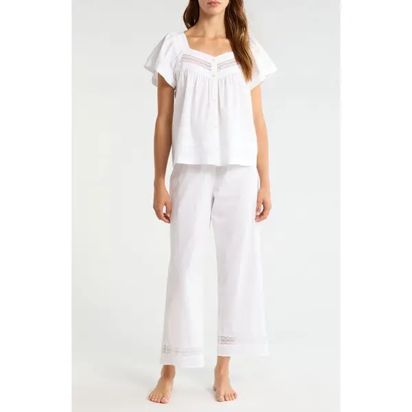 Nordstrom Gingham Cotton Pajamas - White