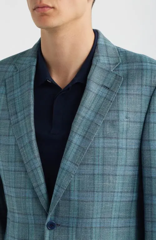 Emporio Armani Green Windowpane Check Sport Coat
