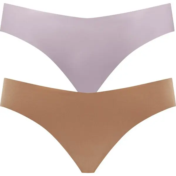 THIRDLOVE Assorted 2-pack Zero Edge™ Invisible Thongs - Mocha/violet Ice