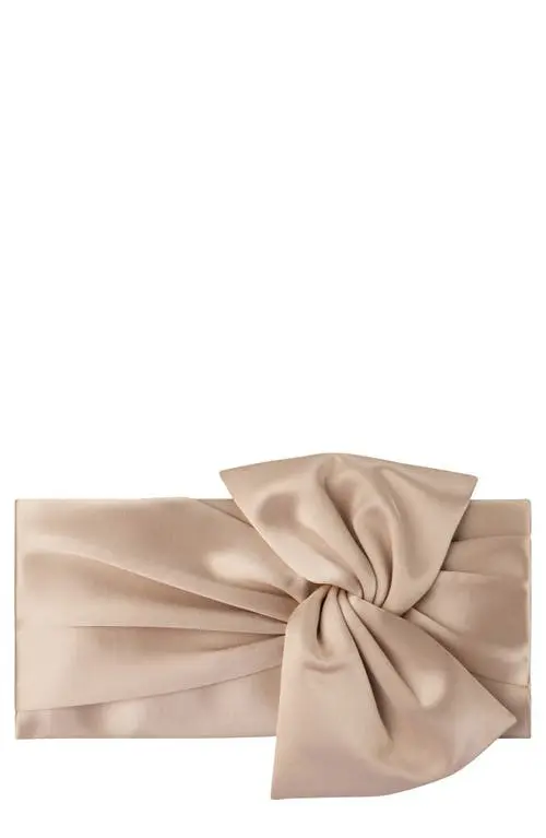 OLGA BERG Chloe Satin Tie Front Clutch - Natural