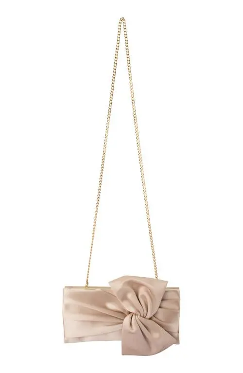 OLGA BERG Chloe Satin Tie Front Clutch - Natural