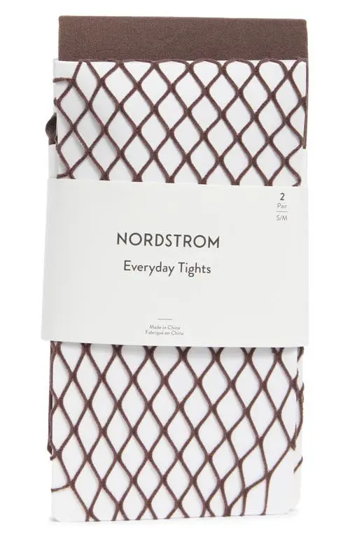 Nordstrom Assorted 2-pack Whalenet & Opaque Tights - Brown Seal