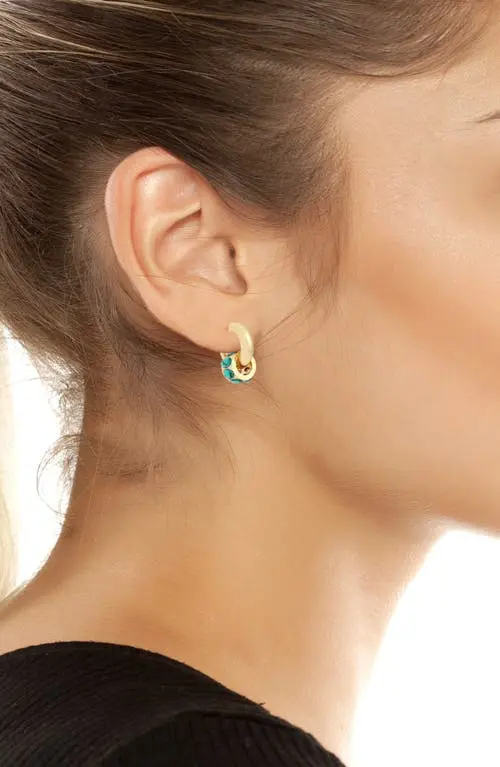 Kurt Geiger Goldtone Rondelle Hoop Drop Earrings - Green