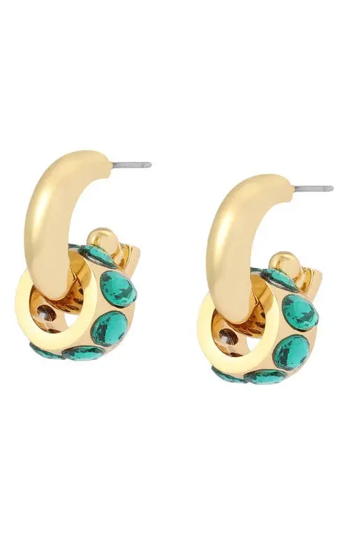 Kurt Geiger Goldtone Rondelle Hoop Drop Earrings - Green