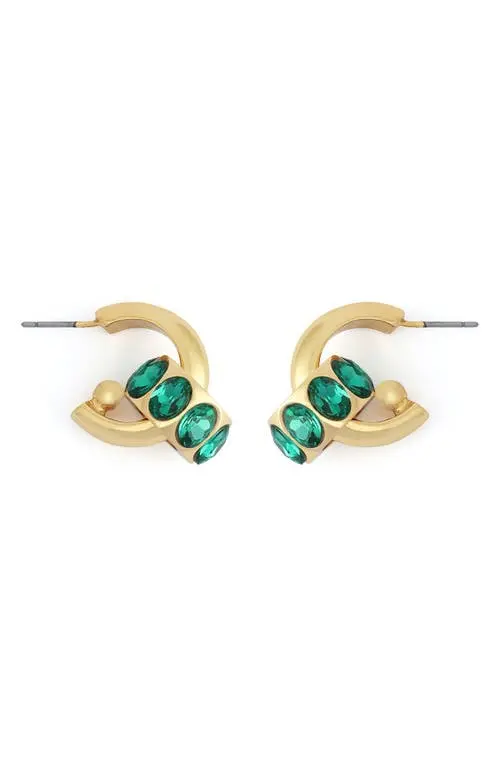 Kurt Geiger Goldtone Rondelle Hoop Drop Earrings - Green