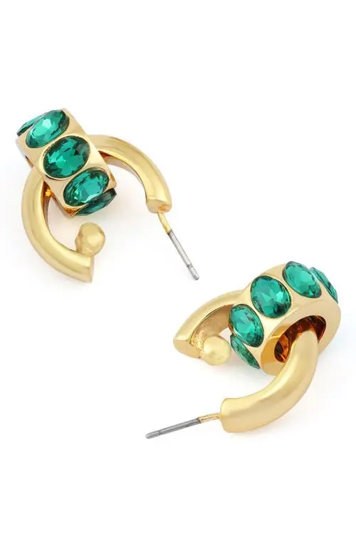 Kurt Geiger Goldtone Rondelle Hoop Drop Earrings - Green