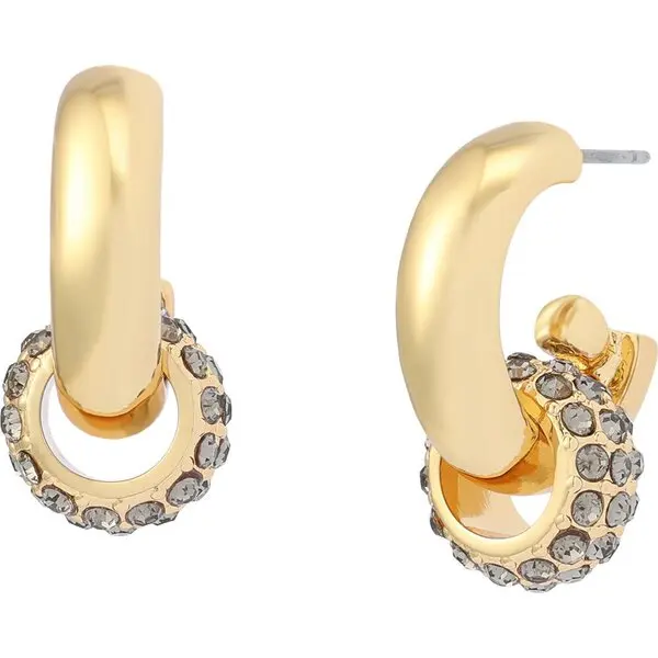 Kurt Geiger Rondelle Pavé Huggie Hoop Drop Earrings - Gold/crystal