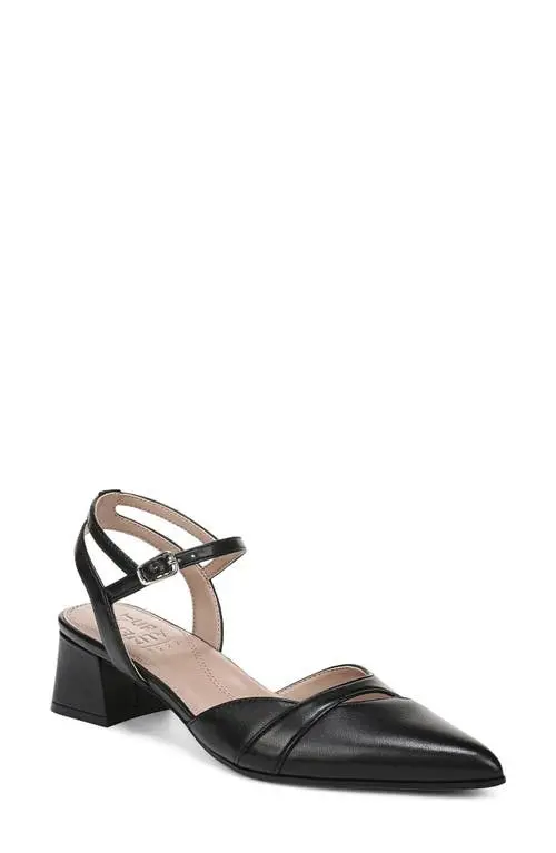 Naturalizer Merritt Slingback Pointed Toe Pump - Black Leather