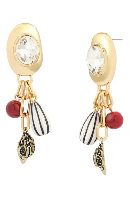 Kurt Geiger Bezel Stone Charm Drop Earrings - Gold Multi