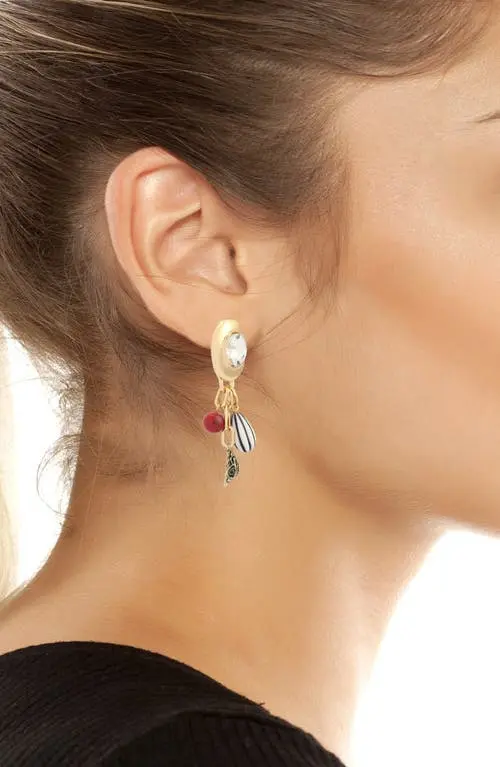 Kurt Geiger Bezel Stone Charm Drop Earrings
