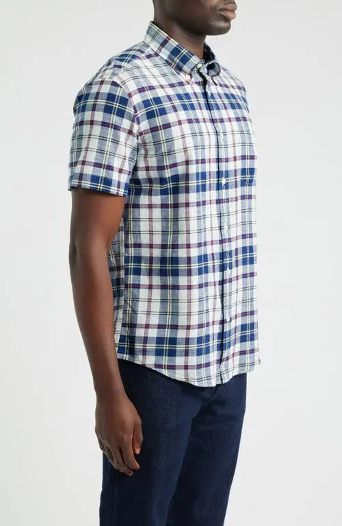 Brooks Brothers Madras Plaid Short Sleeve Button-down Shirt