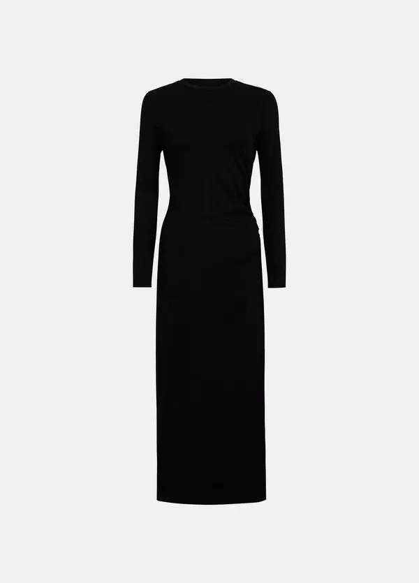 Vince Stretch-jersey Ruched-waist Midi Dress - Black
