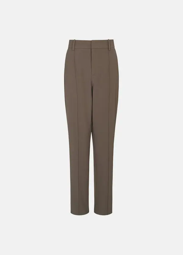 Vince Crepe High-waist Pintuck Trouser - Taupe