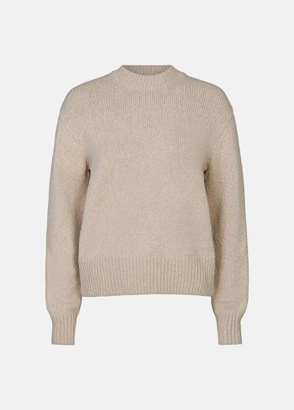 Vince Ribbed Cotton-blend Drop-shoulder Crew Neck Sweater - Cobblestone