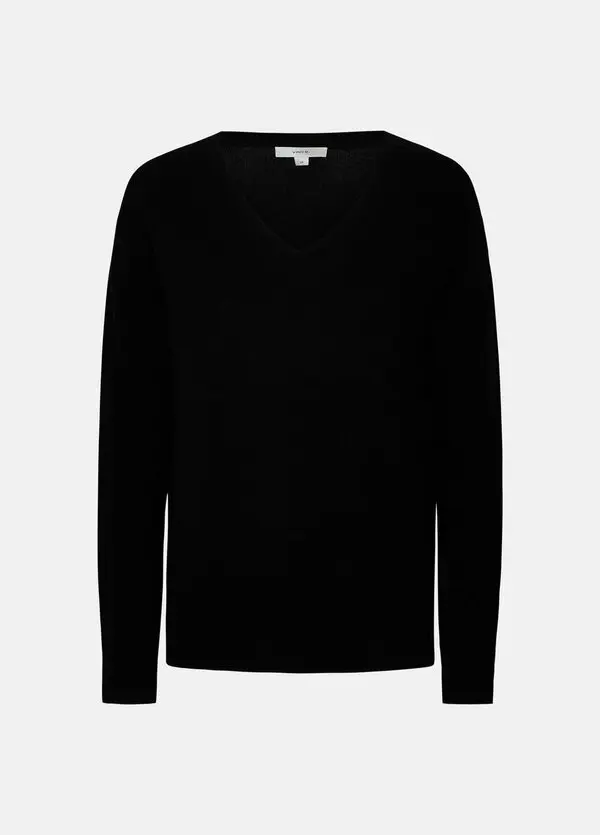 Vince Wool-cashmere Boxy V-neck Sweater - Black