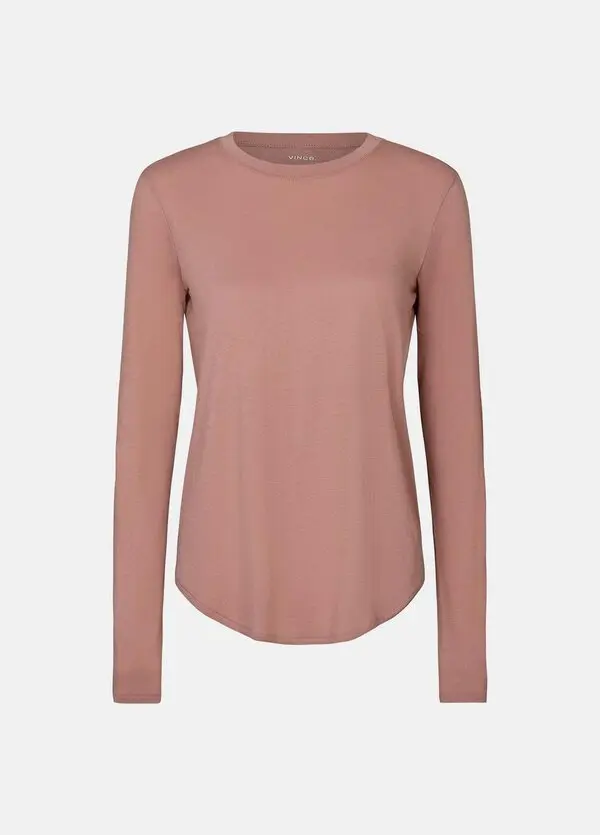 Vince Pima Cotton-blend Long-sleeve T-shirt - Blush Cream